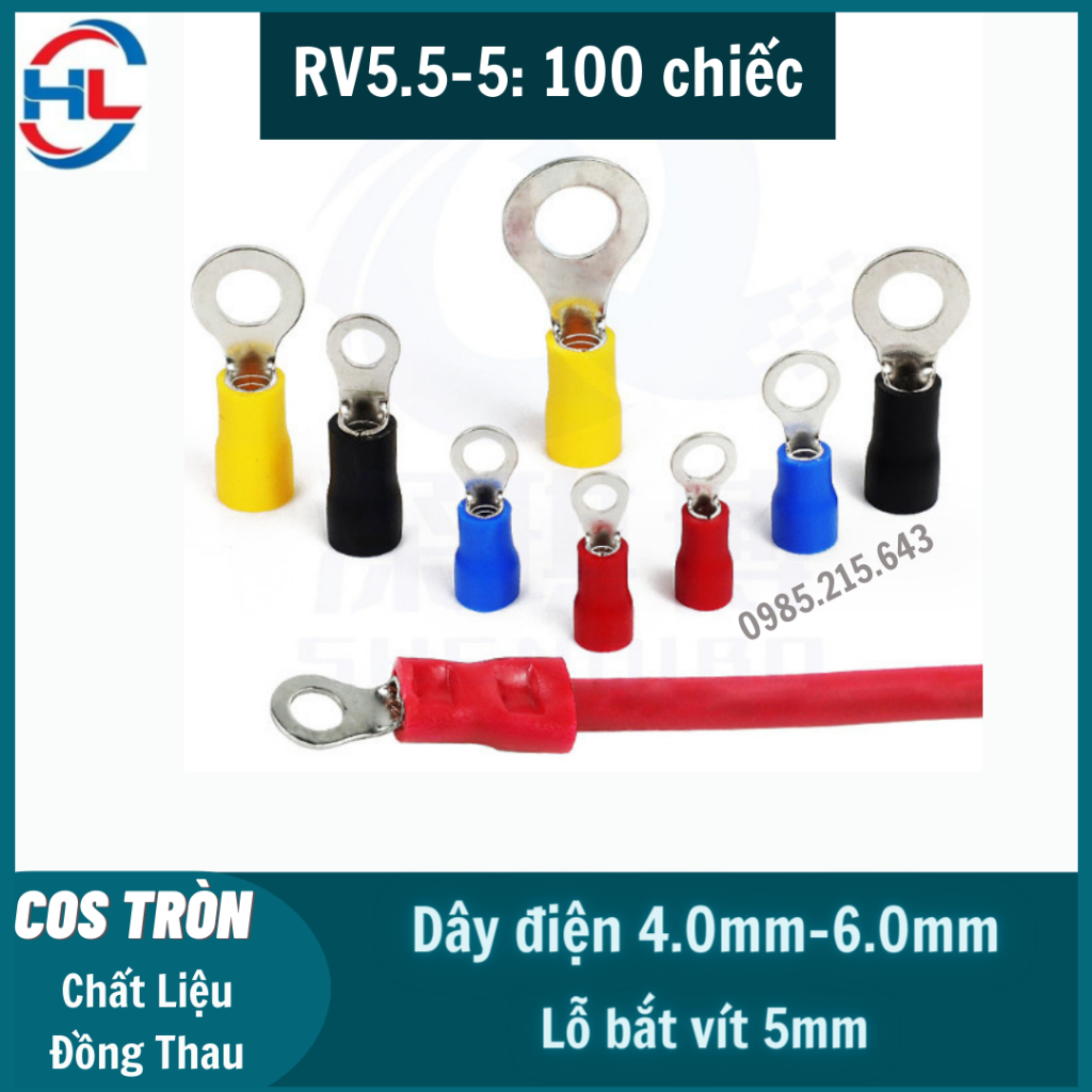 100 Đầu cos tròn RV5.5-5, đầu cos chữ o , RV5.5-5, đầu cos tròn | Shopee Việt Nam