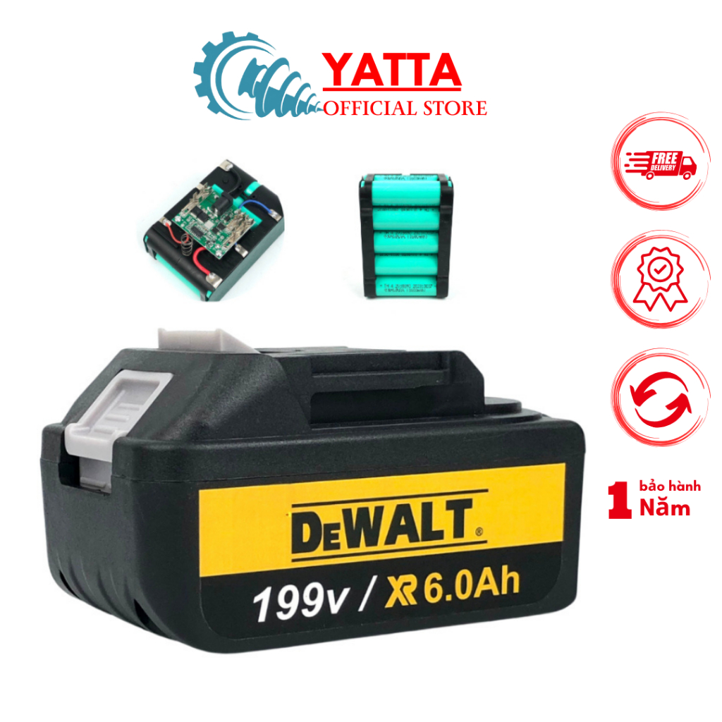 Pin Dewalt 199v, pin 10 cell dung lượng cao chân pin phổ thông M21 ...