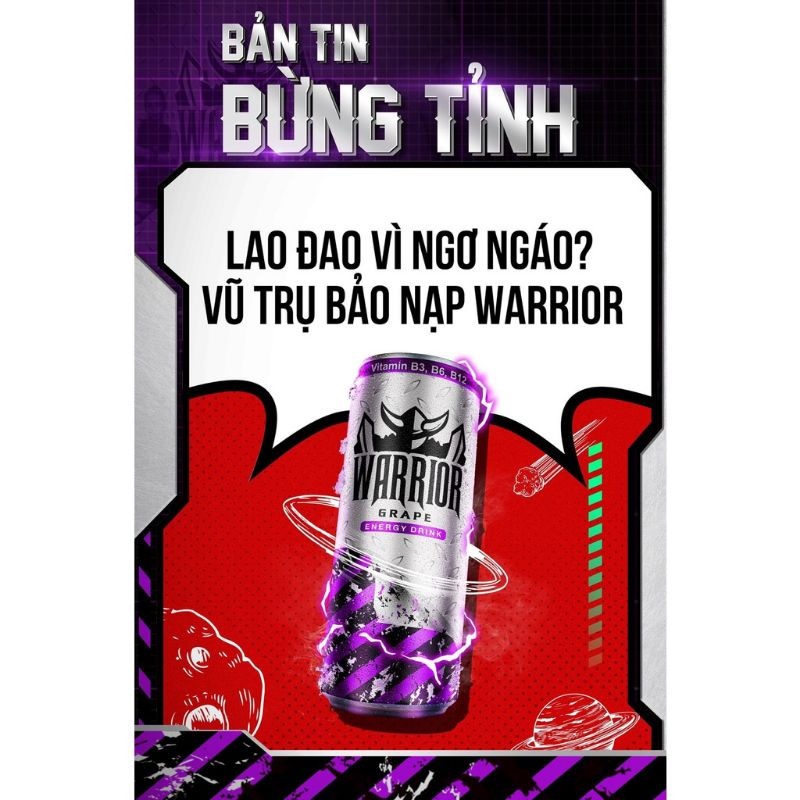 Lốc 6 lon Nước Tăng Lực Warrior vị nho (6 lon*330ml) | Shopee Việt Nam