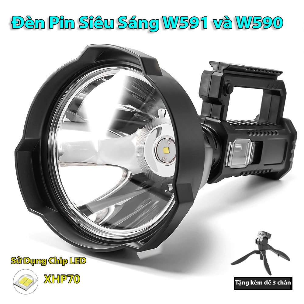 Đèn pin cầm tay siêu sáng chiếu xa 1000m chống thấm nước có chân đế W590/W591 | Shopee Việt Nam
