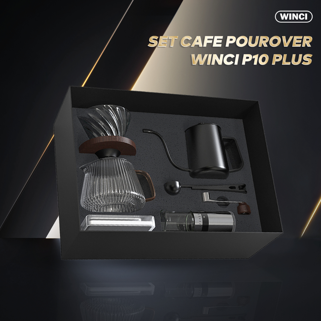 Set Pha Cà Phê Du Lịch POUR OVER WINCI TRAVEL P10PLUS, Hộp có quai cầm ...