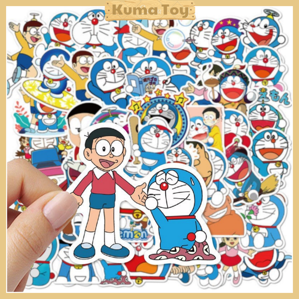 Bộ 50 sticker Lớn Doraemon Nobita dán ốp lưng điện thoại, laptop, bàn ...