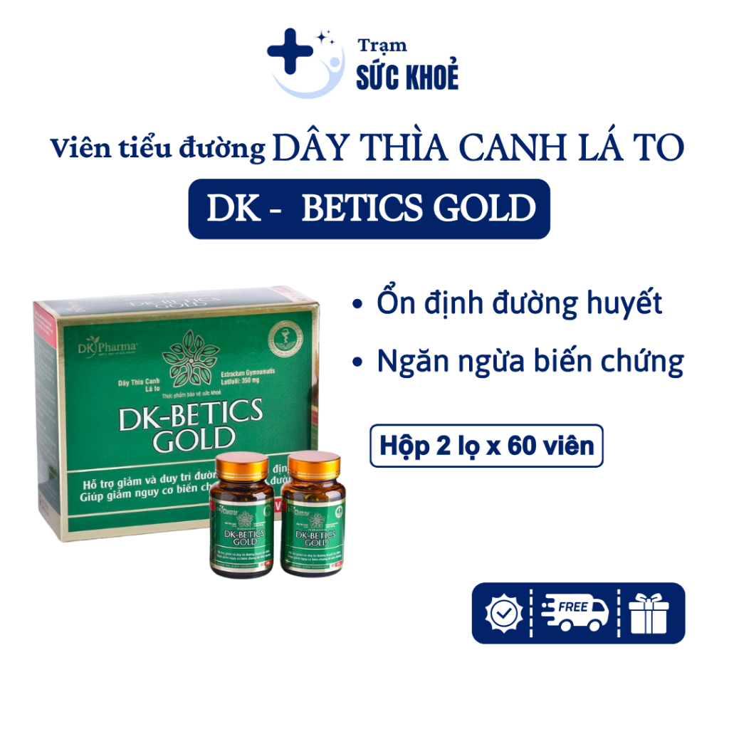 Viên tiểu đường dây thìa canh lá to DK Betics GOLD - DK PHARMA - 1 hộp 2 lọ - 120 viên | Shopee ...