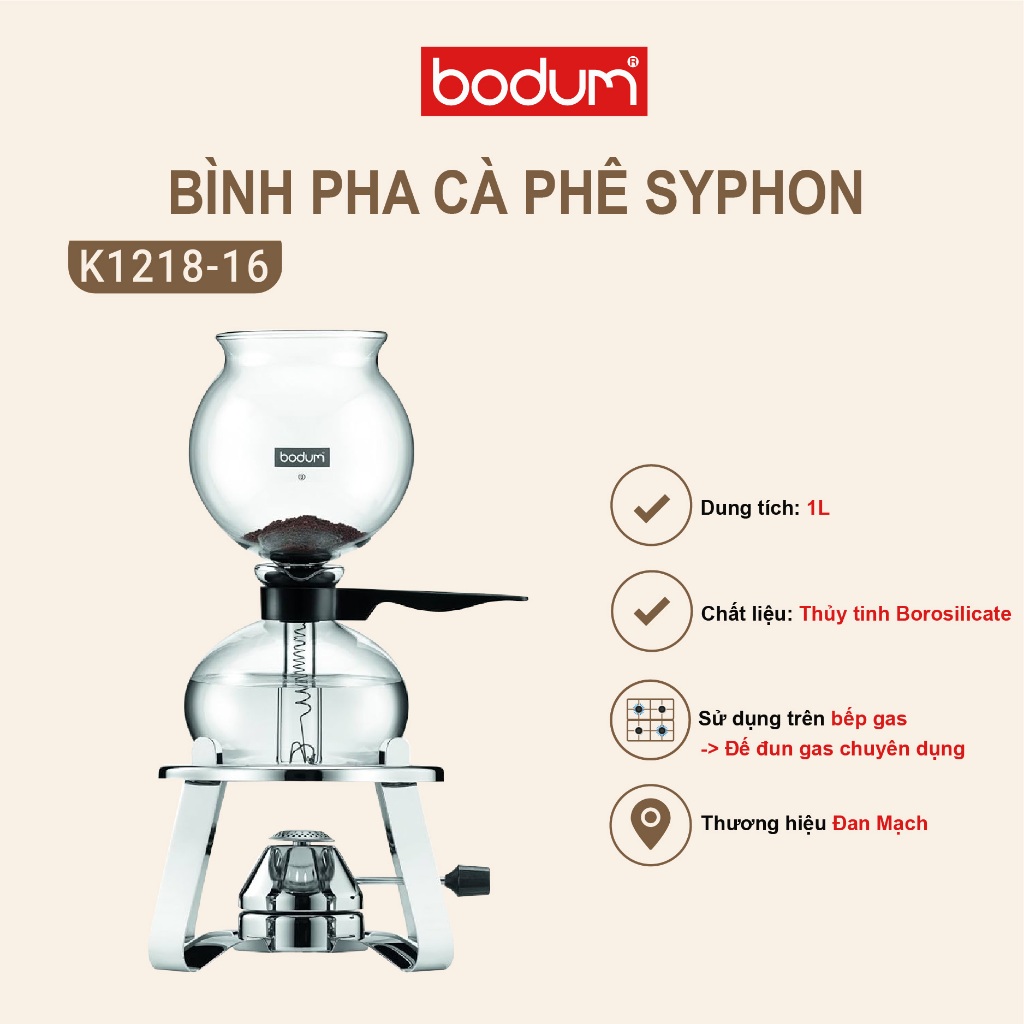 Bình pha cà phê kiểu Pháp Bodum Syphon dùng ga chuyên dụng 1L- K1218-16 | Hàng chính hãng ...