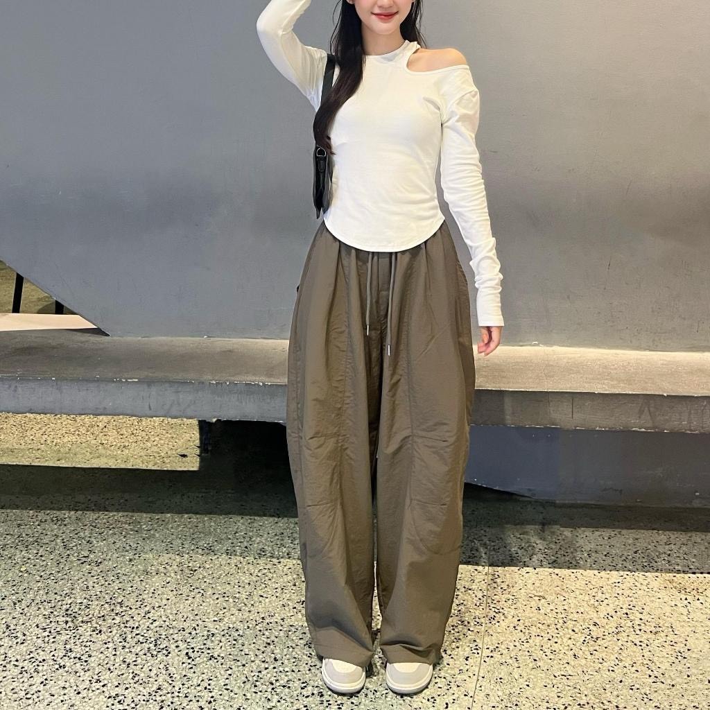 Quần gió ống rộng trên bo nhẹ ống túi sau đủ màu | Shopee Việt Nam