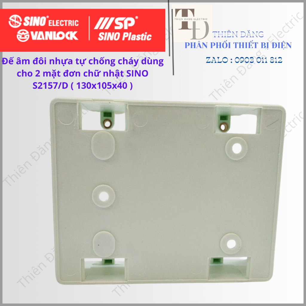 Đế âm đôi nhựa tự chống cháy dùng cho 2 mặt đơn chữ nhật SINO S2157/D ...