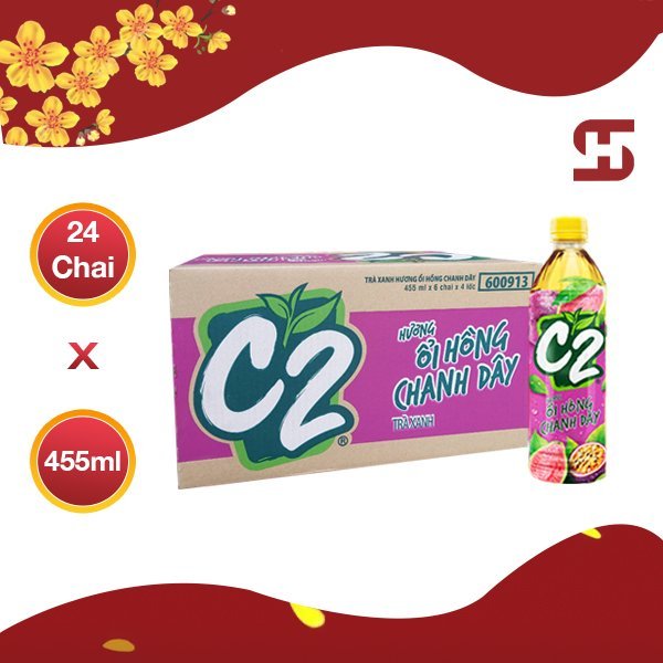 HỎA TỐC - Thùng Trà Xanh C2 Ổi Hồng Chanh Dây 455ml (24 Chai x 455ml) | Shopee Việt Nam
