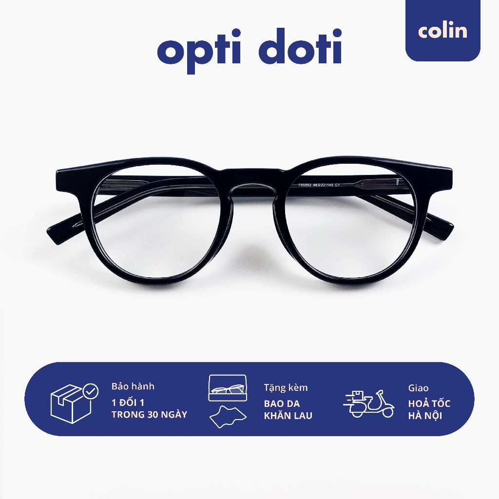 Gọng kính cận thời trang nam nữ COLIN dáng tròn bo viền dưới nhựa cao ...