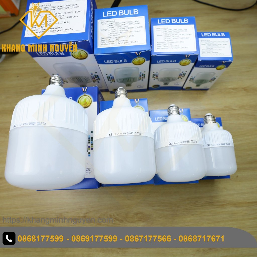 Đèn led búp trụ, led bulb ánh sáng trắng 6500K đủ size - đủ công suất ...