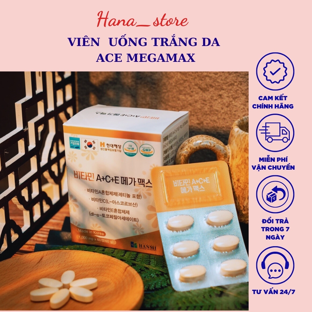 Viên uống trắng da ACE Megamax Dũng Phạm-Chính hãng giúp dưỡng trắng da,cấp ẩm tăng độ đàn hồi ...