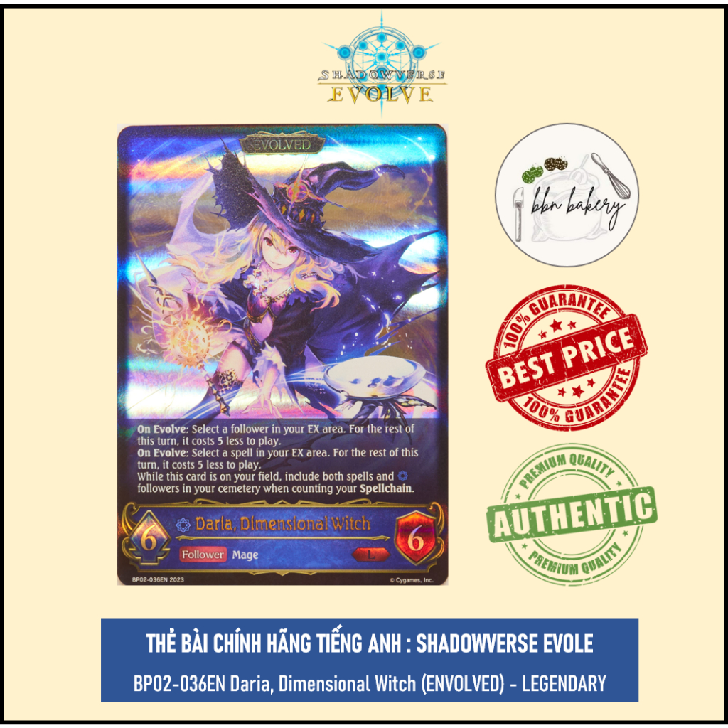 Thẻ Bài Shadowverse Evolve Chính Hãng: BP02-036EN Daria, Dimensional Witch (Evolved) - Legendary ...