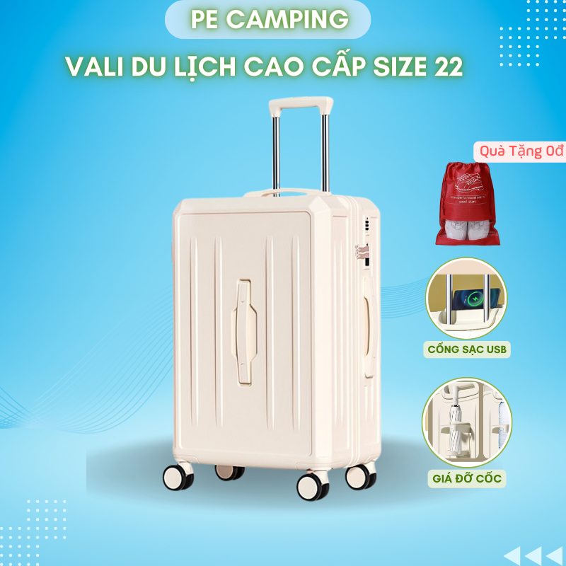 Vali kéo du lịch size 22 PECAMPING khoang chứa đồ lớn tích hợp cổng sạc ...