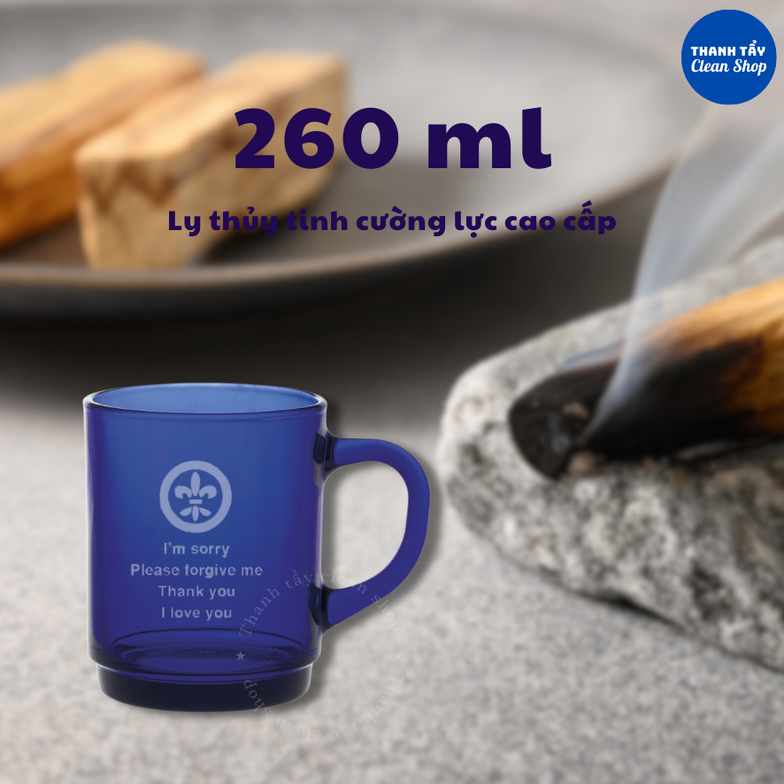Ly Thủy Tinh Cường Lực Cao Cấp Xanh Dương Có Quai Duralex, Khắc Chữ và Logo 260ml | Shopee Việt Nam