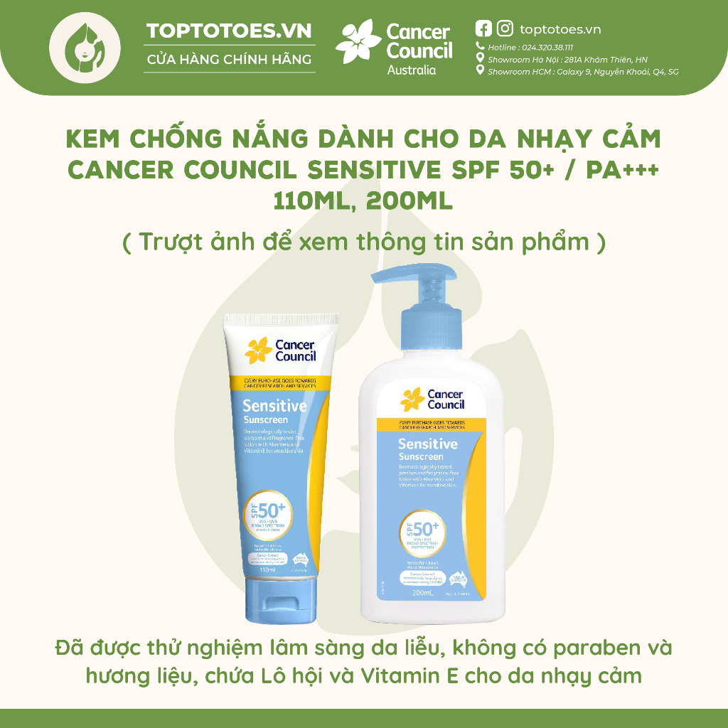 Kem chống nắng dành cho Da nhạy cảm Cancer Council Sensitive SPF 50 ...
