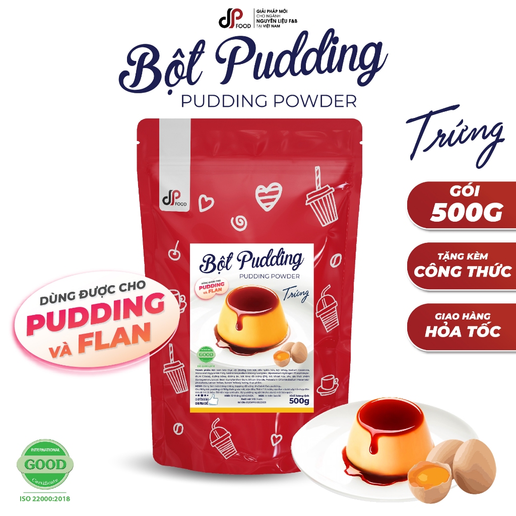 Bột Pudding Trứng DPFOOD - Gói 500G - Thơm Ngon Mềm Mịn, Làm Topping ...