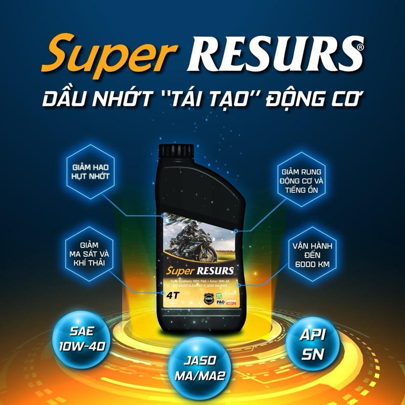 Dầu nhớt full tổng hợp Super RESURS 1000ml | Shopee Việt Nam