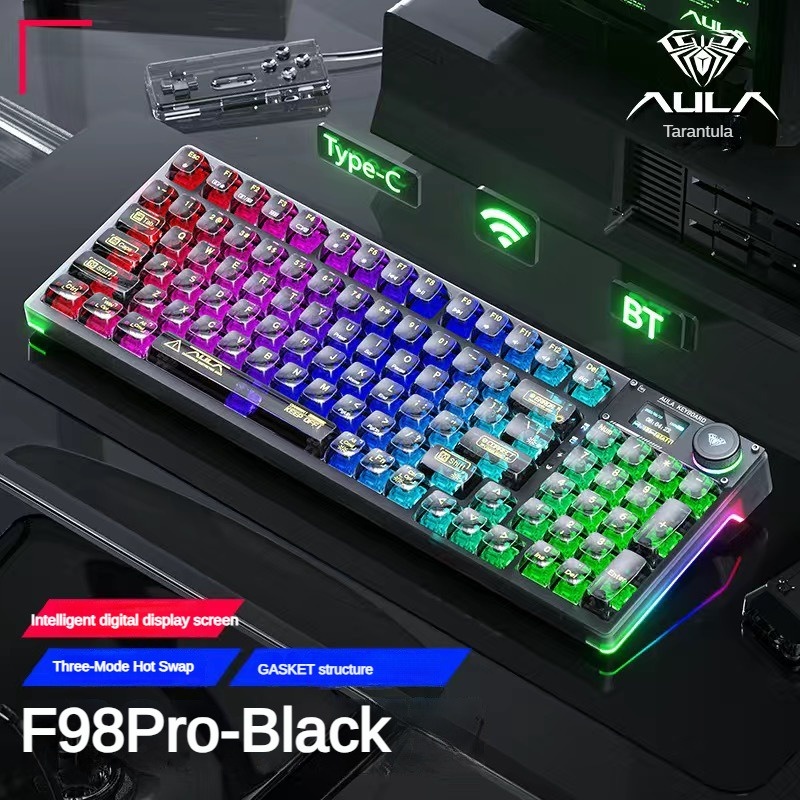 Bàn phím cơ không dây Coputa bàn phím bluetooth kết nối 3 chế độ LED RGB Aula F98 Pro | Shopee ...