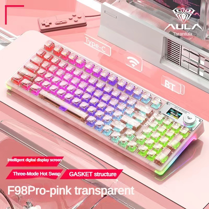 Bàn phím cơ không dây Coputa bàn phím bluetooth kết nối 3 chế độ LED RGB Aula F98 Pro | Shopee ...