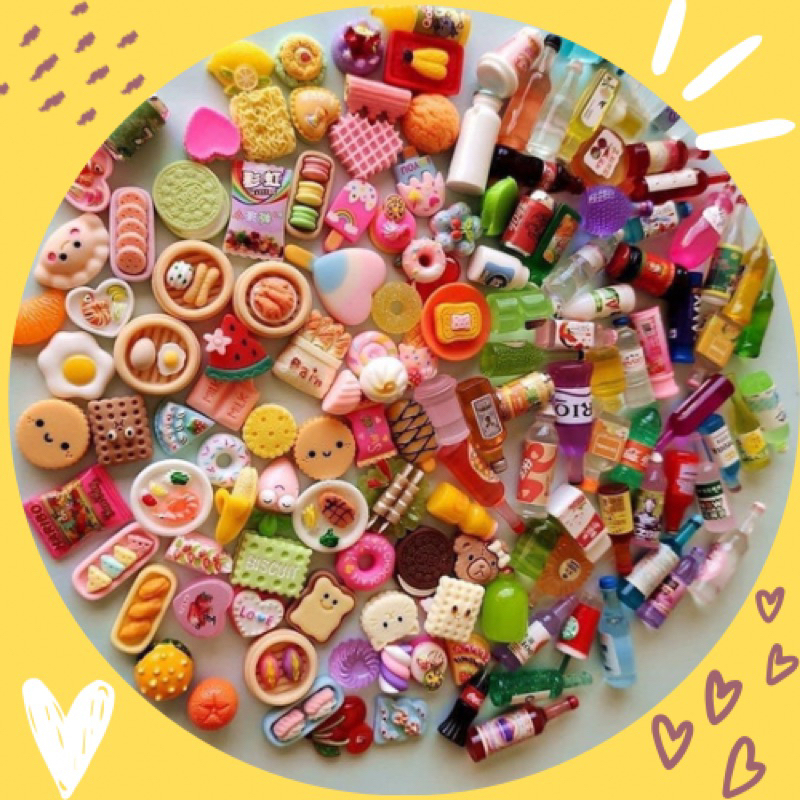 Combo 50 charms đồ chơi mini, slime, charm gắn dép, trang trí tiểu cảnh ...