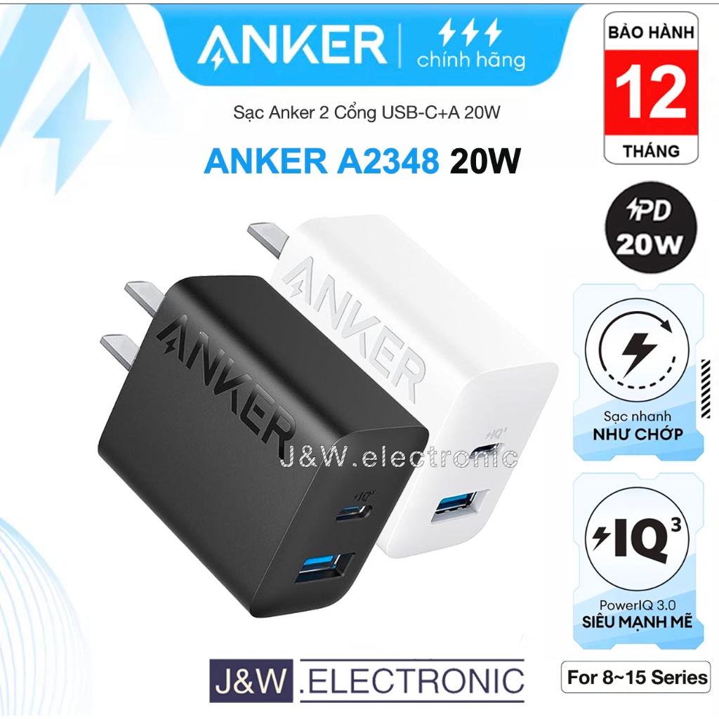 Củ Sạc Nhanh PD 20W Anker A2633 A2348 2 Cổng 20W,Bảo Hành 12T | Shopee ...
