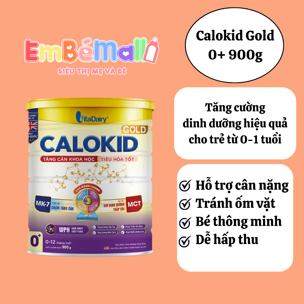 [Quét mã - Tích điểm đổi quà] Sữa bột Calokid Gold số 0+ và số 1+ (Lon ...