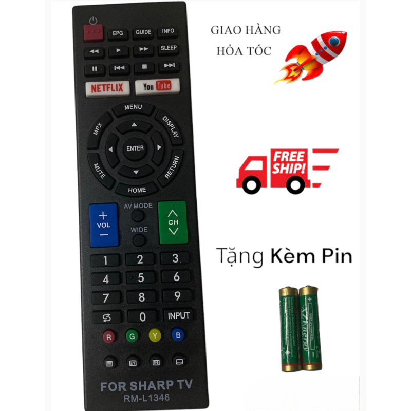 Remote Điều Khiển Tivi Sharp Smart Rm-L1346. Tặng Kèm Pin AAA {HOẢ TỐC 2 GIỜ -HCM} | Shopee Việt Nam