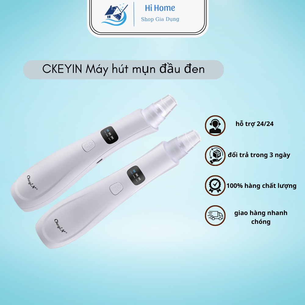 CKEYIN Máy hút mụn đầu đen làm sạch lỗ chân lông kèm 5 đầu hút chuyên ...