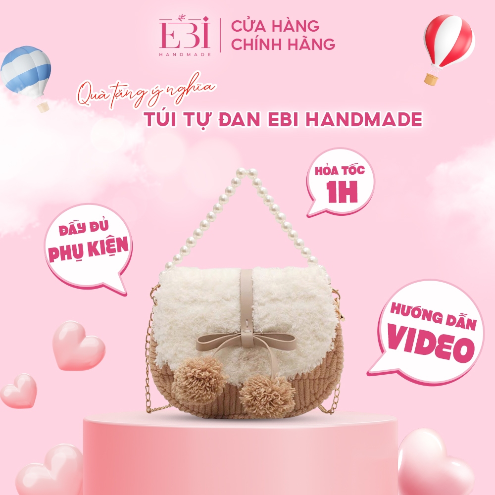 [Có video hướng dẫn] Túi len tự đan EBI HANDMADE form bầu mác trái Pom ...
