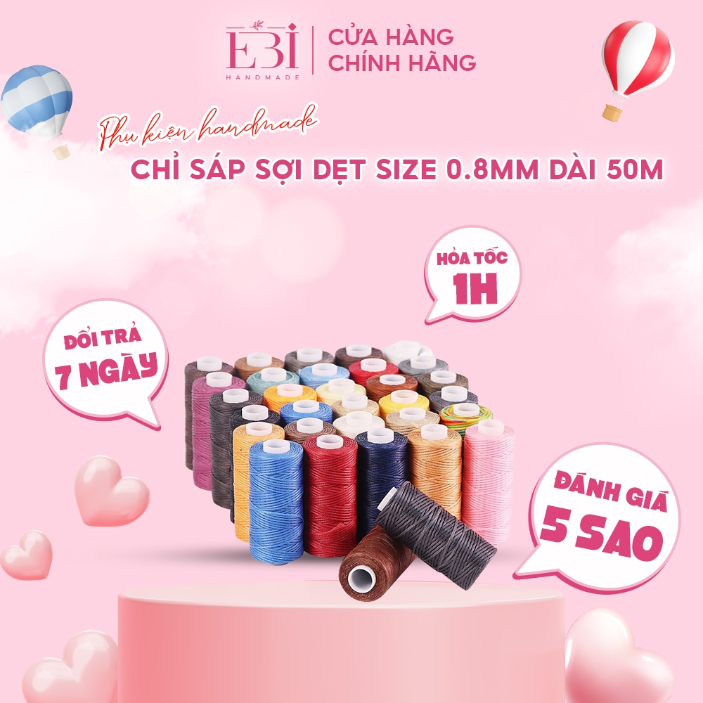 Chỉ sáp sợi dẹt may túi ví da EBI HANDMADE size 0.8mm dùng để may đồ da ...