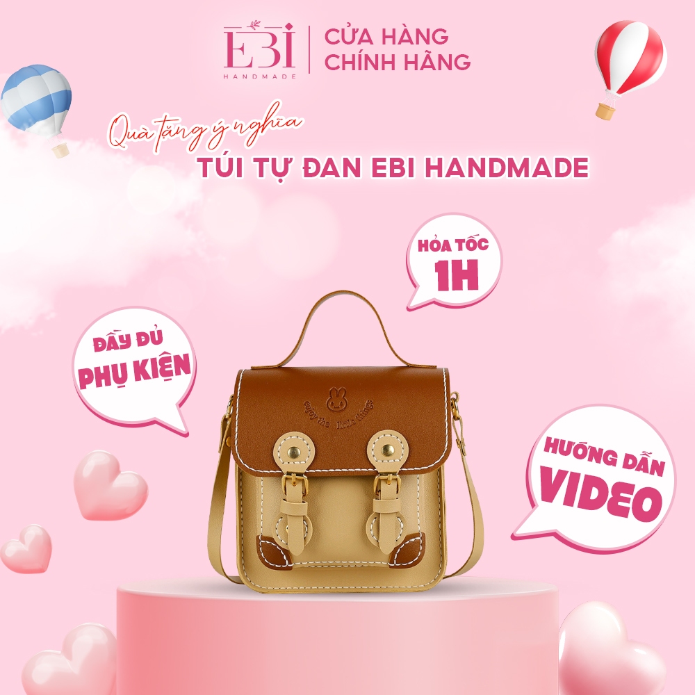 Túi tự đan EBI HANDMADE phối màu in chữ enjoy the little things trẻ trung - ES42 | Shopee Việt Nam