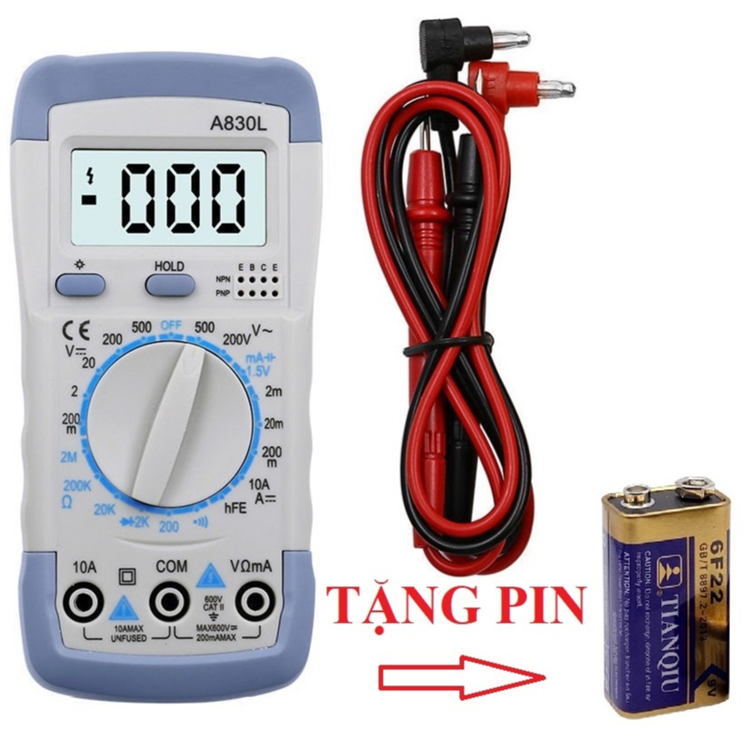 Đồng hồ đo điện A380L nhỏ gọn, Đồng hồ đo điện Ampe, Ampe kế vạn năng kỹ thuật số A380L, TẶNG ...
