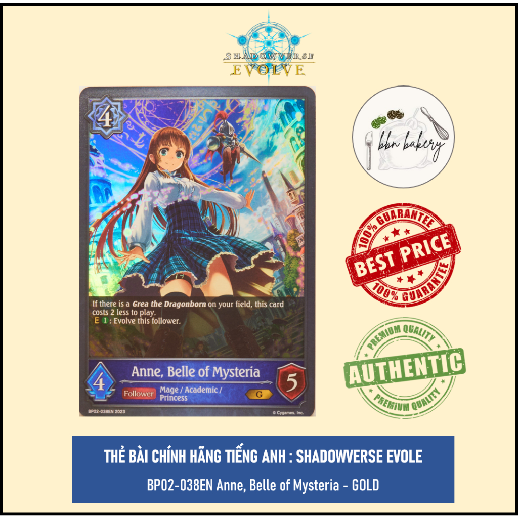 Thẻ Bài Shadowverse Evolve Chính Hãng: BP02-038EN Anne, Belle of Mysteria - Rarity: Gold ...