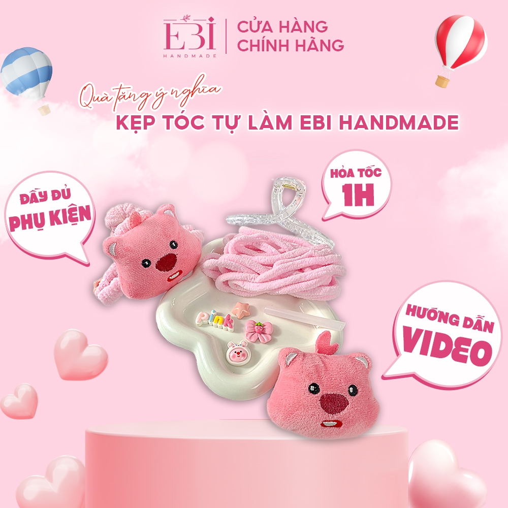Kẹp tóc Loopy EBI HANDMADE tự làm bằng len nhung, quà tặng thủ công DIY ...