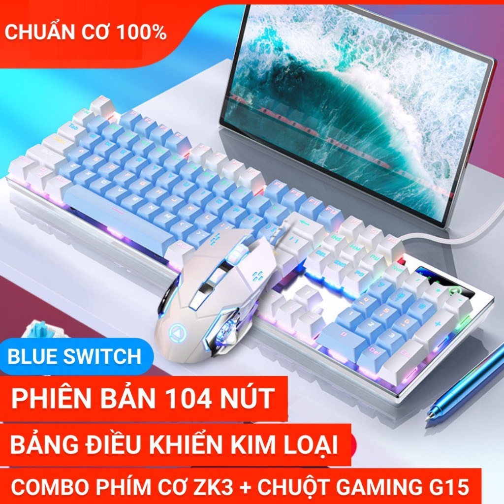 Combo Bộ Bàn Phím Cơ ZK3 104 Nút Và Chuột Gaming G15 YINOIAO Có Dây LED ...