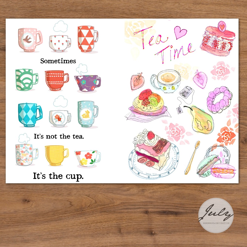 BỘ STICKERS KHỔ A4 - Tea time (Mã SP: 07168) | Shopee Việt Nam