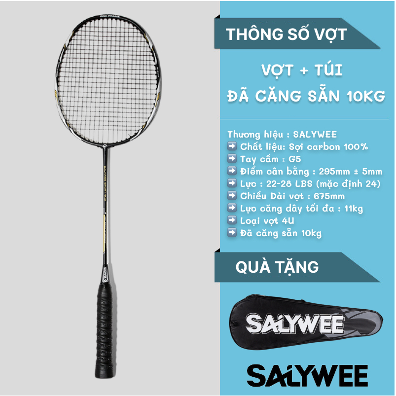 Vợt cầu lông full carbon ALP SPORT SalyWee 4UG5 cao cấp lực căng 22 ...