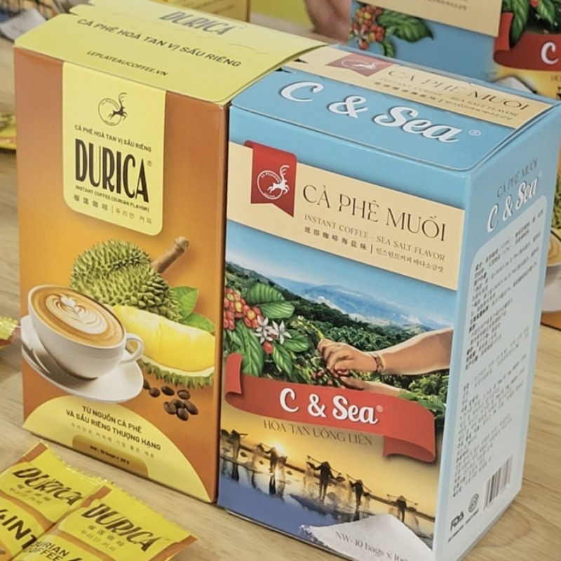 Combo Cà phê muối C&Sea và cà phê Durica vị sầu riêng (2 hộp/20 gói) | Shopee Việt Nam
