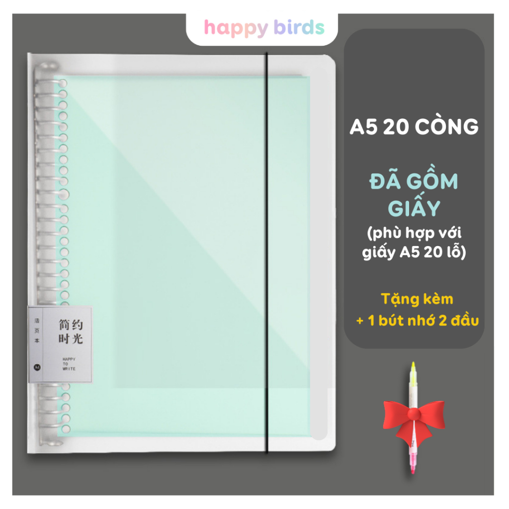 Sổ còng A4 B5 A5 A6 dày ruột giấy refill kẻ ngang caro chấm sổ tay ...