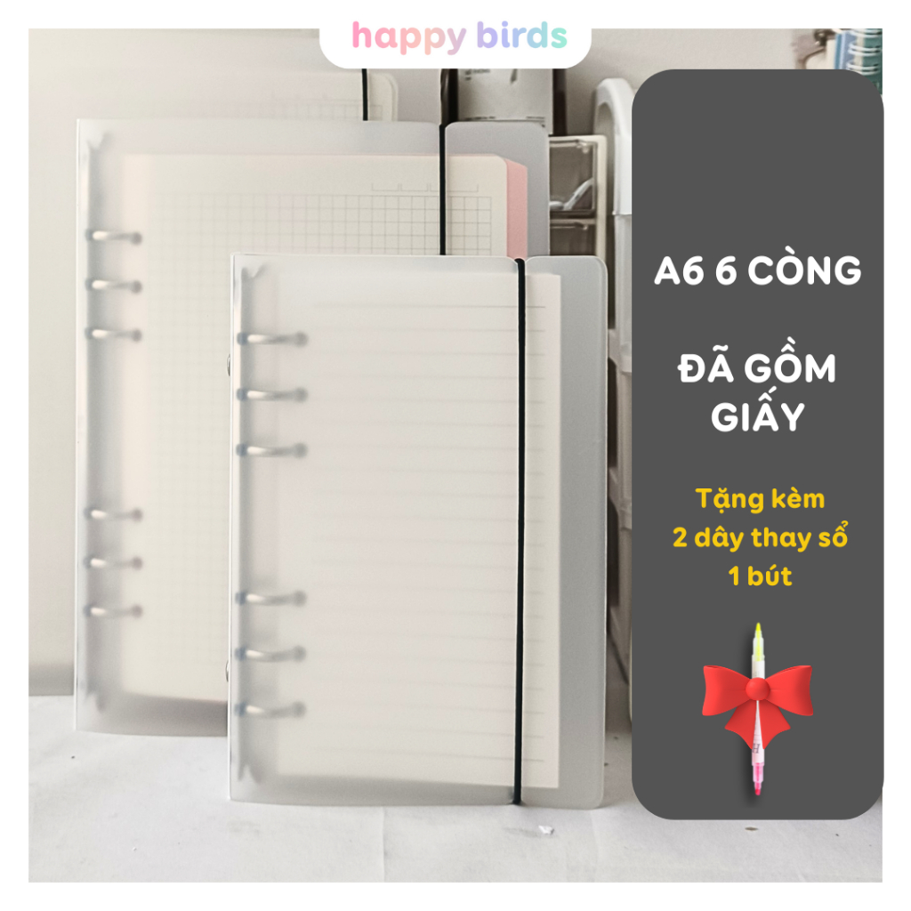 Sổ còng A4 B5 A5 A6 dày ruột giấy refill kẻ ngang caro chấm sổ tay ...