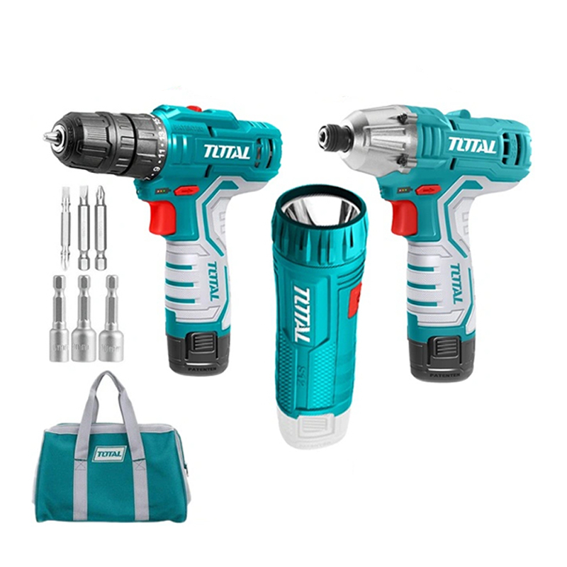 Bộ combo máy siết vít pin, khoan pin và đèn pin 12V Total TKLI1203 | Shopee Việt Nam