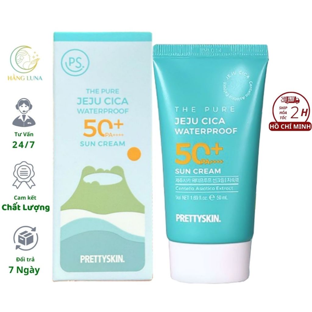 Kem chống nắng Rau má Prettyskin Kháng nước The Pure Jeju Cica ...