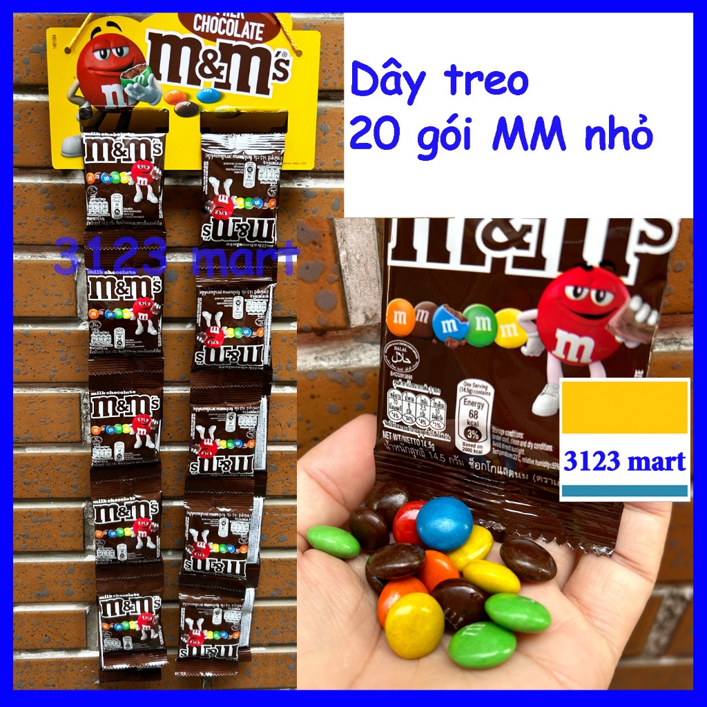 (hsd 02/2026) Dây treo 20 gói socola MM nhỏ 14,5g / socola M&M's ...