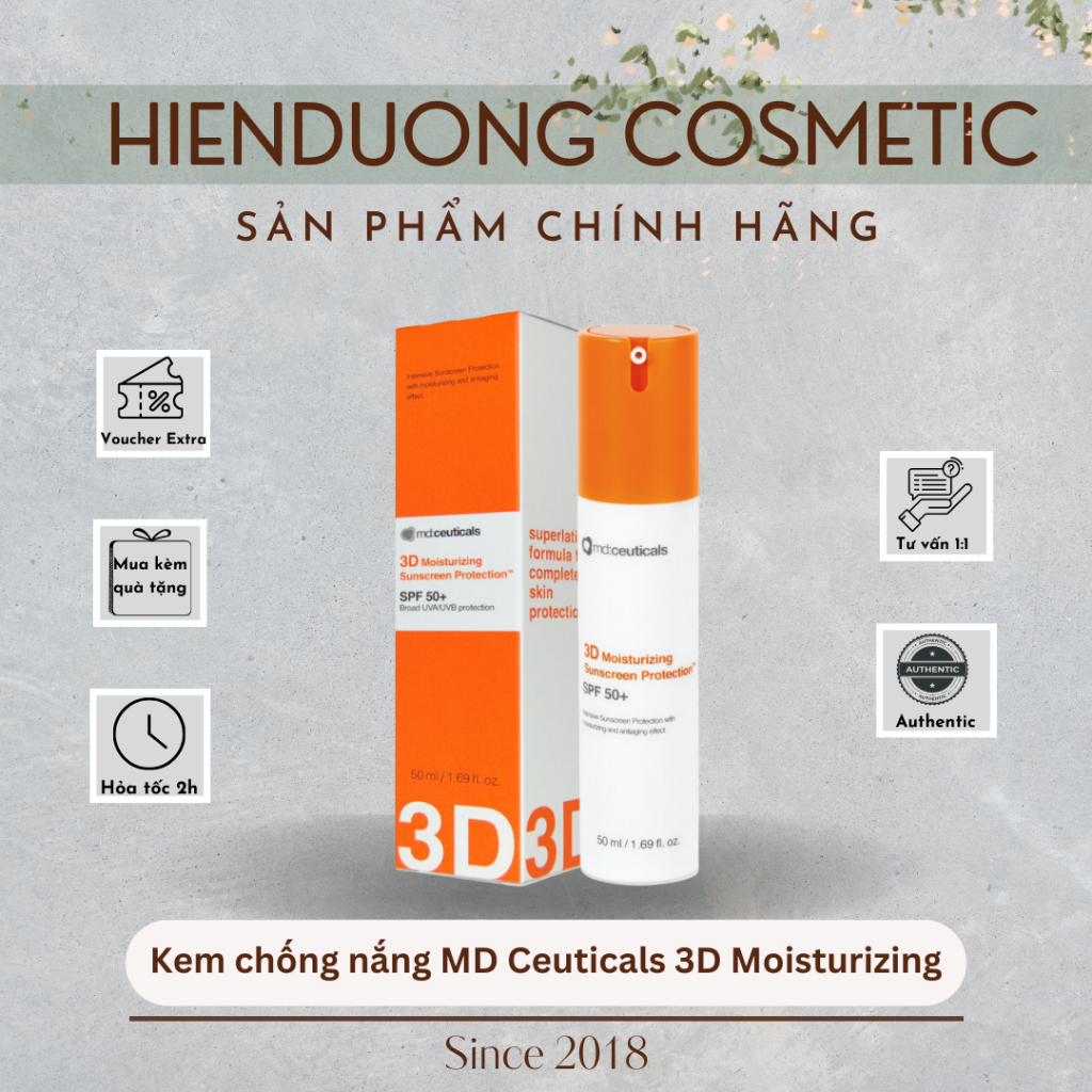 Kem chống nắng MD Ceuticals 3D Moisturizing Sunscreen Protection 50ml, hàng công ty (Mẫu mới ...