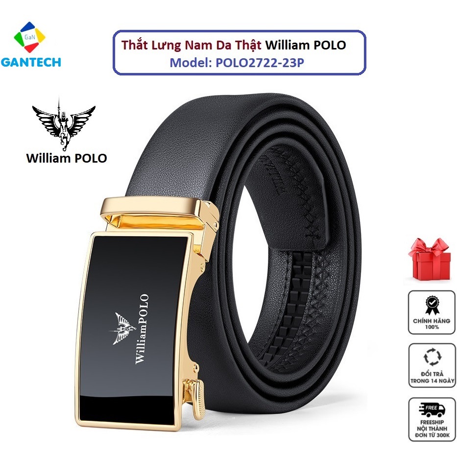 Dây Nịt Thắt lưng da nam William POLO chất liệu da bò | Model POLO2722-23P | Full hộp đựng ...