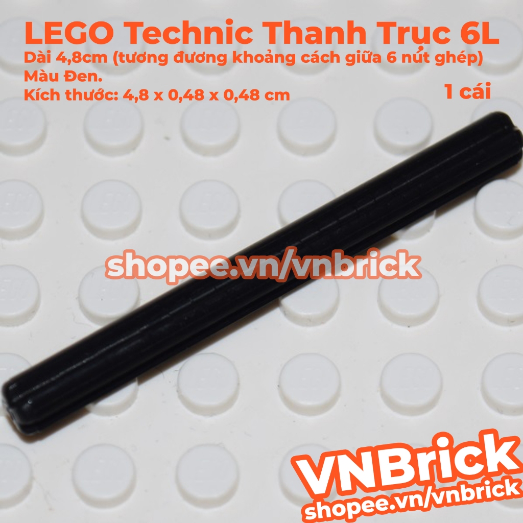 [1 Cái] LEGO Technic Thanh Trục 6L Dài 4,8cm (6 nút ghép) Màu Đen ID ...