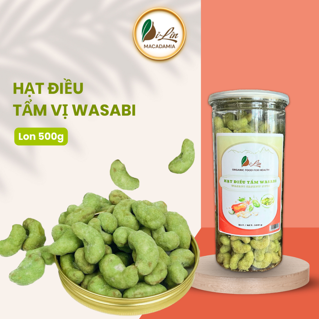 [LON 500G] HẠT ĐIỀU TẨM VỊ WASABI DILIN MACADAMIA. Wasabi Coated Cashew ...
