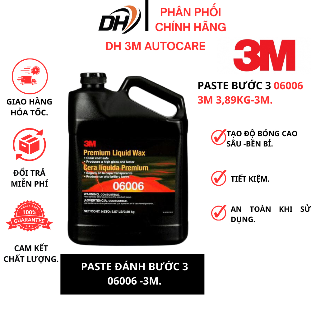 PASTE SỮA ĐÁNH BÓNG BƯỚC 3- 06006- 3M06006 PREMIUM LIQUID WAX-DH 3M ...