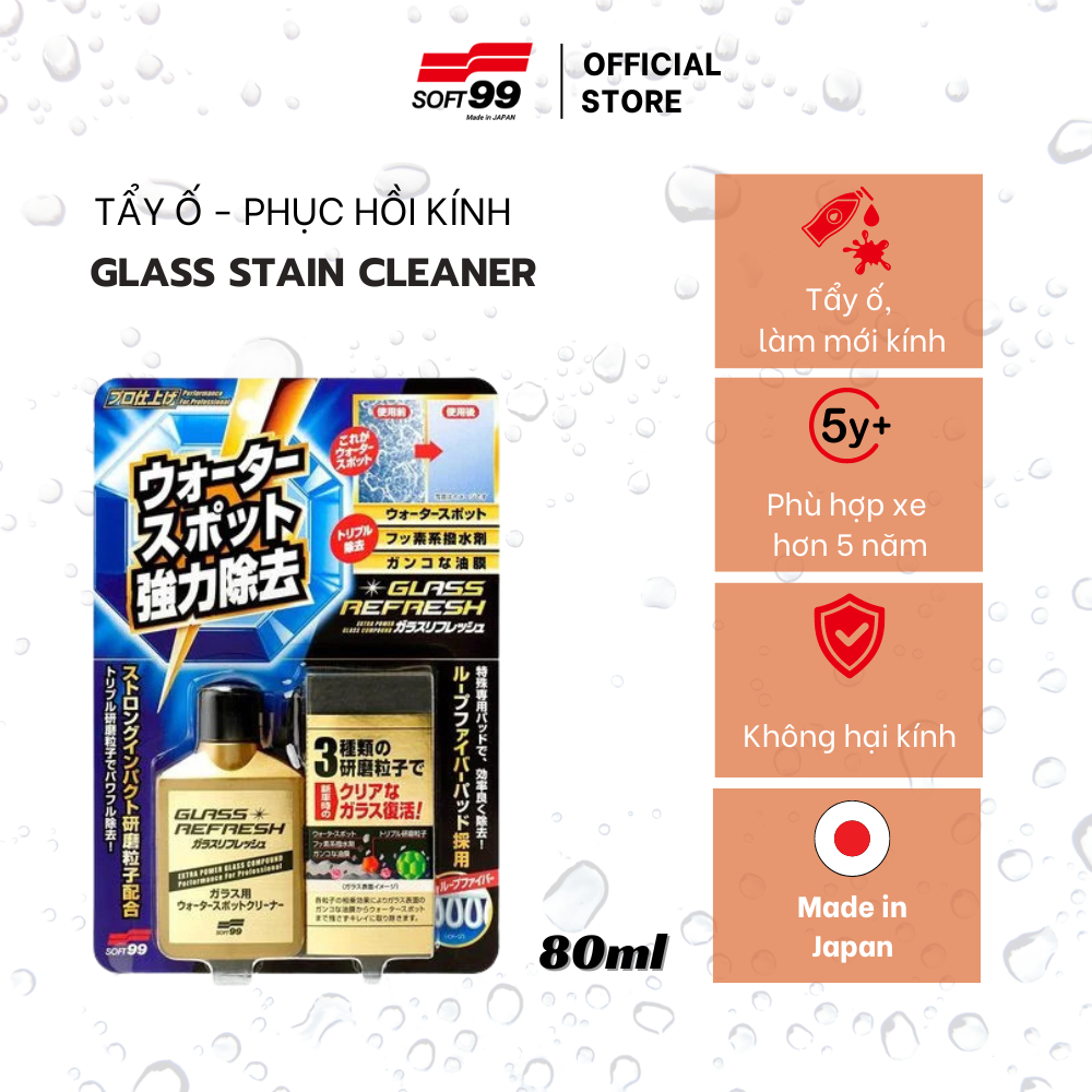 Tẩy ố kính, tẩy nano kính ô tô, phục hồi kính Soft99 Glass Stain Cleaner G-73 80ml | Shopee Việt Nam