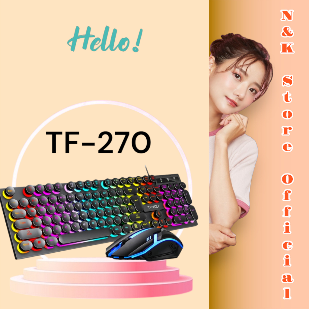 Bàn phím + Chuột T-Wolf TF 270 Usb Led ( màu đen) BẢO HÀNH 12 THÁNG | Shopee Việt Nam