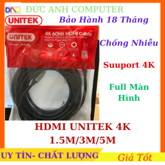 Cáp HDMI UNITEK Ultra 4k C11079ABK 1,5M / 3M / 5M- Chống Nhiễu Cực Tốt- Hàng Chính Hãng Bảo Hành ...
